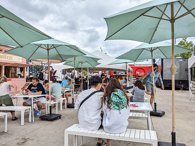 Under aqua umbrellas, strangers become friends over shared tables and extraordinary food. The Little Fleet's outdoor space is summer in Michigan perfected.