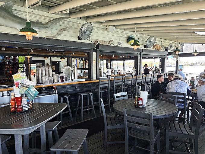 The kind of casual dining room where flip-flops are a fashion statement and nobody judges your third basket of chips.