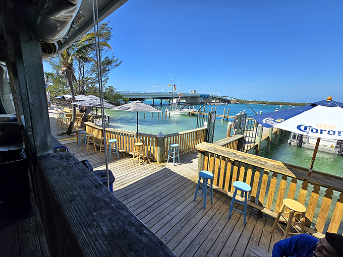 Office with a view: Where wooden decks, turquoise waters, and fresh seafood create the ultimate Florida workday escape.