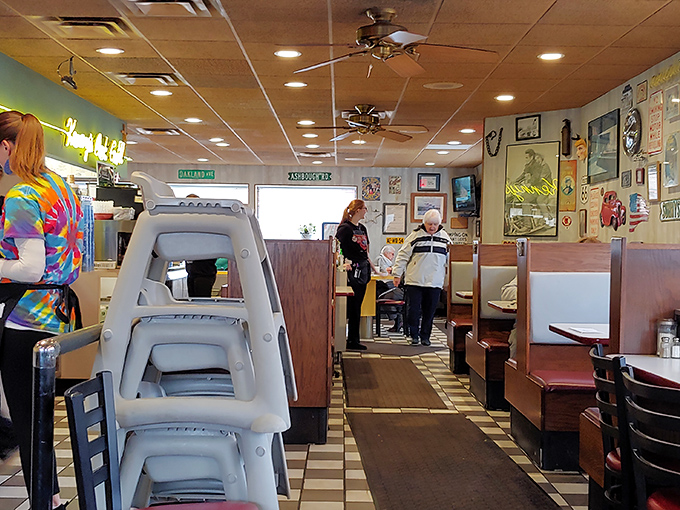 The dining area isn't just decorated&mdash;it's curated with decades of memories and ceiling fans that have witnessed countless first dates.