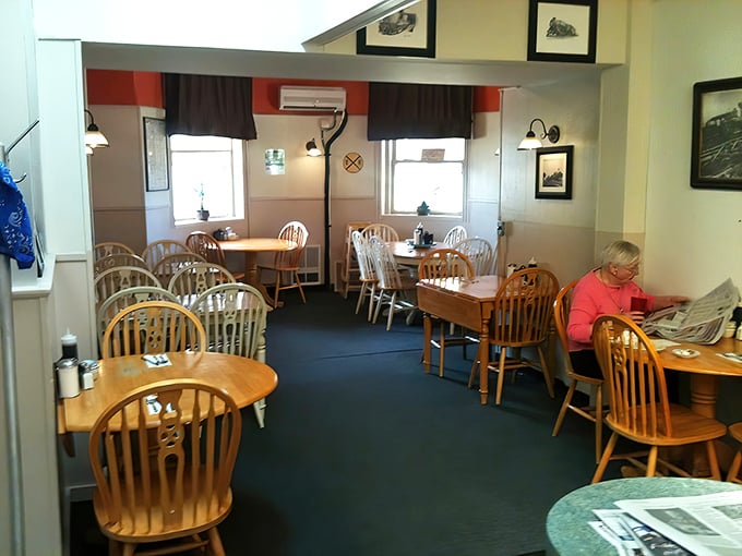 Classic wooden chairs and tables create that "everybody knows your name" vibe. No designer furniture, just comfort and conversation.