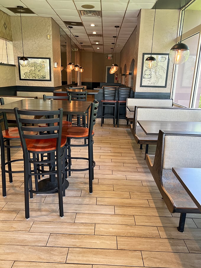 The dining area strikes that perfect balance&mdash;comfortable enough to linger, casual enough that nobody minds if your kid drops some cheese.