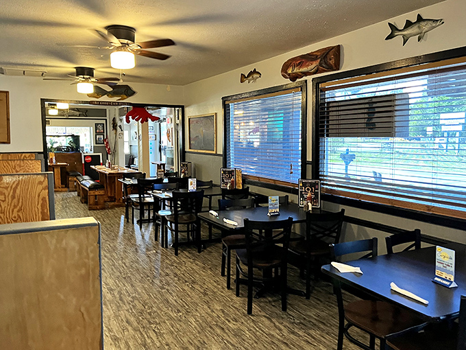 The dining room balances that "serious about seafood" vibe with "comfortable enough to wear your favorite fishing shirt" casualness that defines authentic Florida eateries.