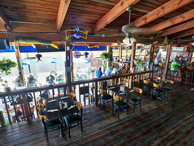 The multi-level dining area offers different perspectives of the water, but the same spectacular seafood no matter where you sit.