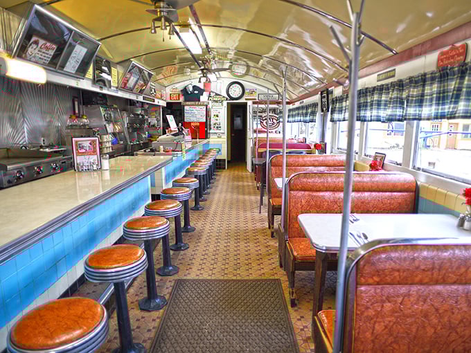 Brown vinyl booths and checkered floors create that authentic diner atmosphere money can't buy, only time can build.