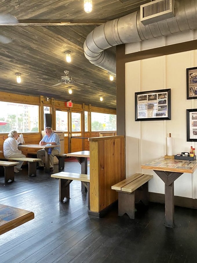 Weathered wood, ceiling fans, and natural light create the perfect unpretentious stage for some of Florida's finest seafood performances.