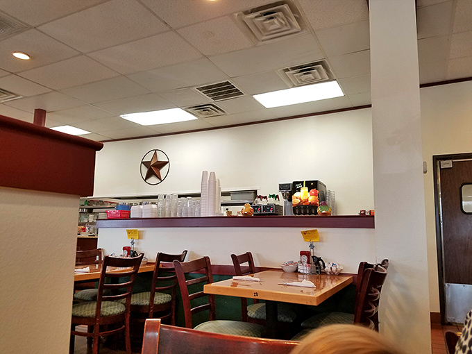 The Texas star watching over diners is more than decoration &ndash; it's a silent guarantee that everything here is done with Lone Star State pride.