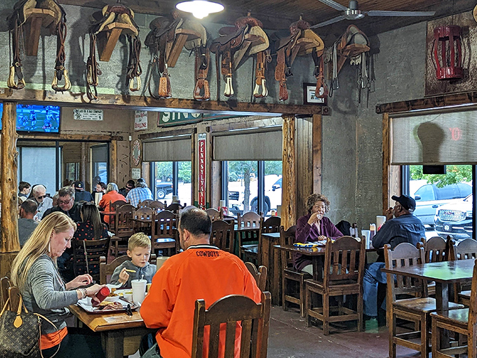 A dining room where families gather and strangers become friends, all united by their love of smoked meat.