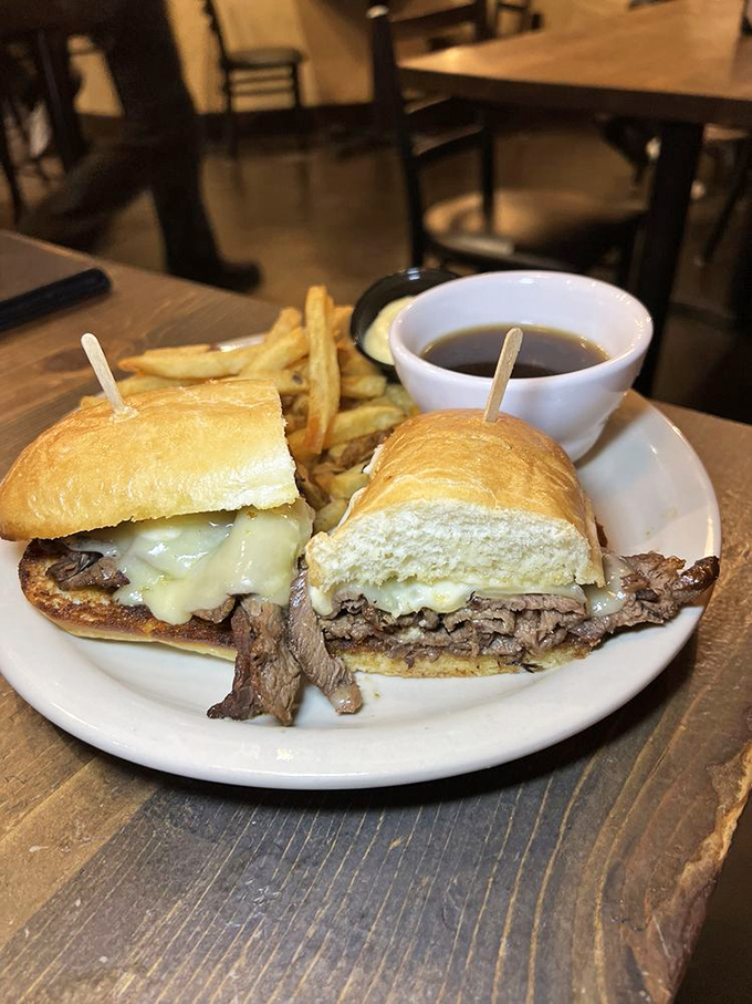 A French dip sandwich that proves simplicity is the ultimate sophistication, with beef so tender it practically melts into the au jus.