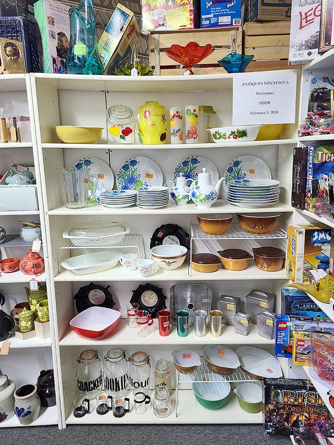 Grandma's china cabinet has nothing on this display. These colorful vintage dishes are just waiting to host your next dinner party.