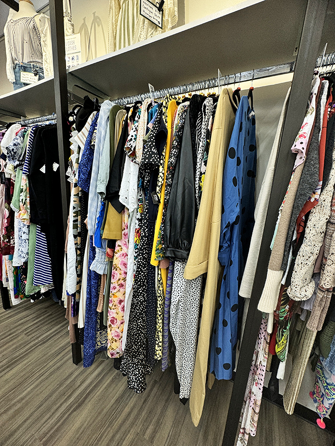 The dress section&mdash;a rainbow of patterns and styles where floral meets polka dot meets solid in a fashion democracy.