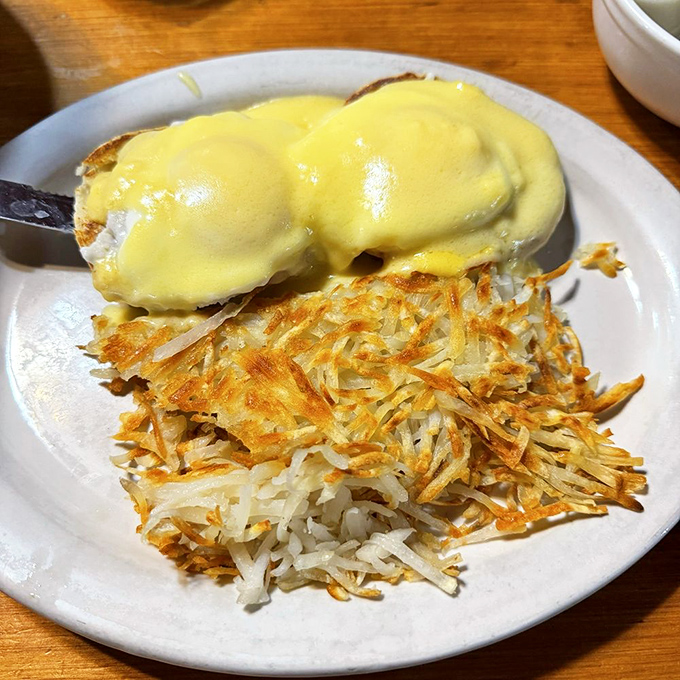 Eggs Benedict done right &ndash; hollandaise sauce cascading over English muffins like a sunrise over Sedona's red rocks.