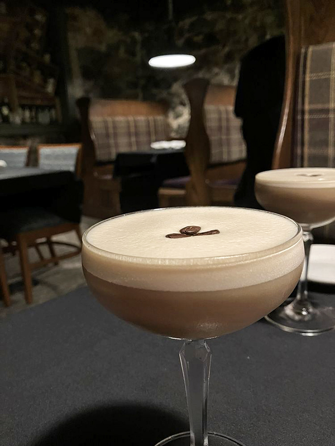 An espresso martini with a perfect crema cap&mdash;dessert and nightcap in one sophisticated glass.
