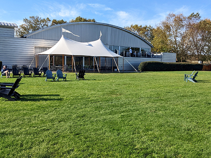 Adirondack chairs scattered across manicured lawns invite visitors to sip local wines while contemplating life's big questions, like "Why don't I live here yet?"