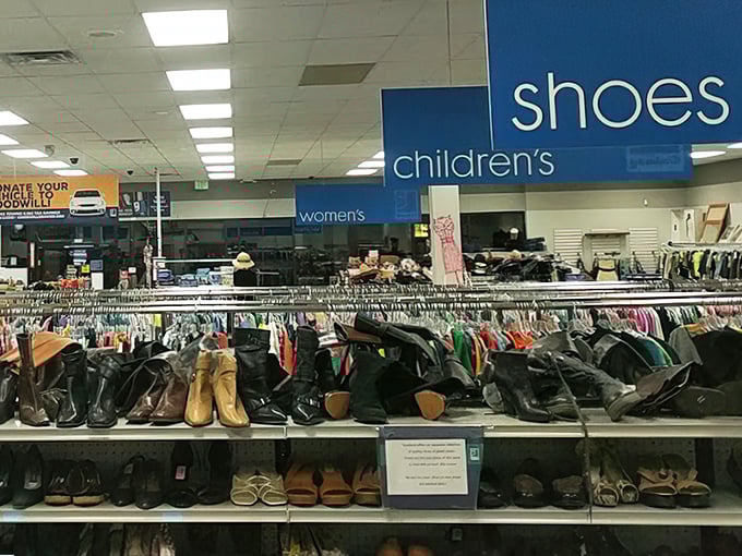 Shoes organized by size create a footwear buffet where Cinderella meets sensible shopping on a budget.