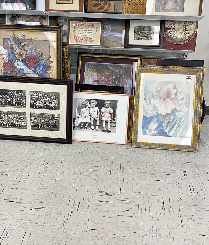 The art section: where someone's garage sale rejection becomes your living room conversation piece. That floral watercolor has stories to tell.