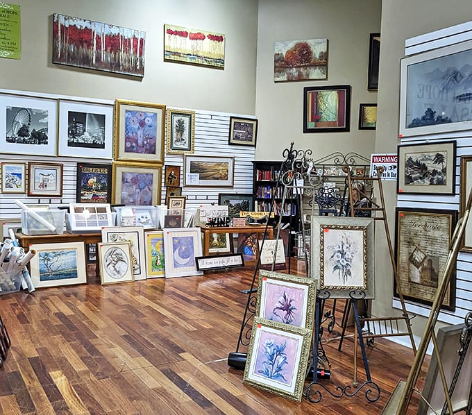 The art and frame section offers instant sophistication for bare walls. Instant gallery wall, just add hammer and nails! 