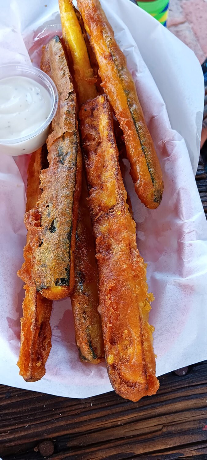 Fried zucchini sticks&mdash;nature's way of saying vegetables can be fun too. Crispy on the outside, tender within, and perfect for dipping into cool ranch.