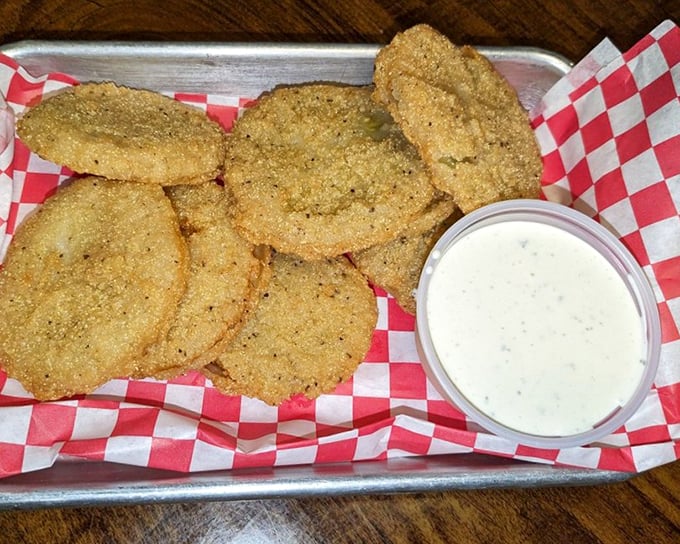 Fried green tomatoes with ranch dressing – the South's delicious answer to "how do we eat unripe produce?"