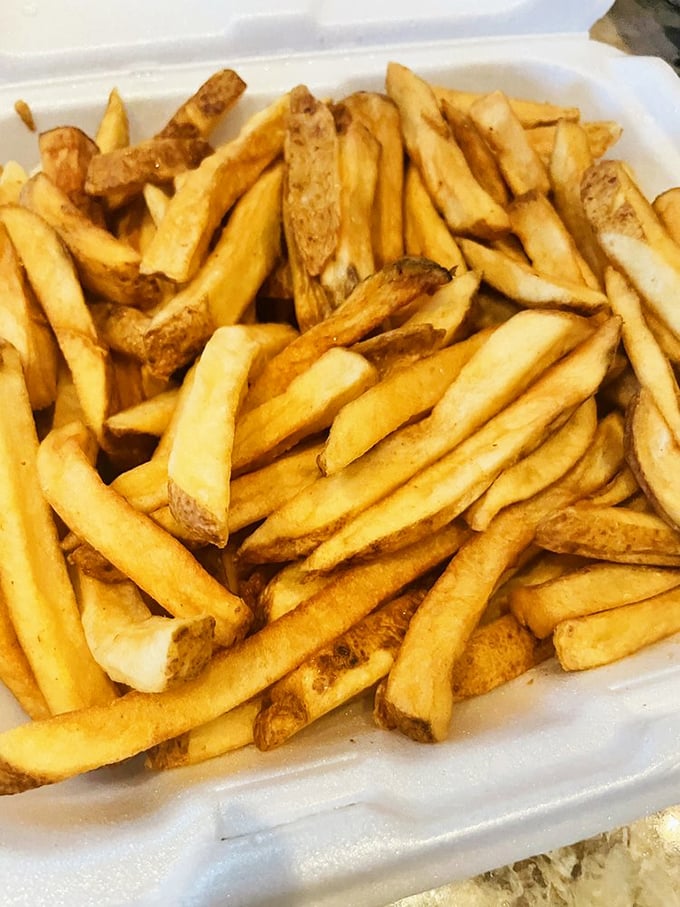Hand-cut fries that remember they came from actual potatoes. The perfect vehicle for sopping up any wayward sauce.