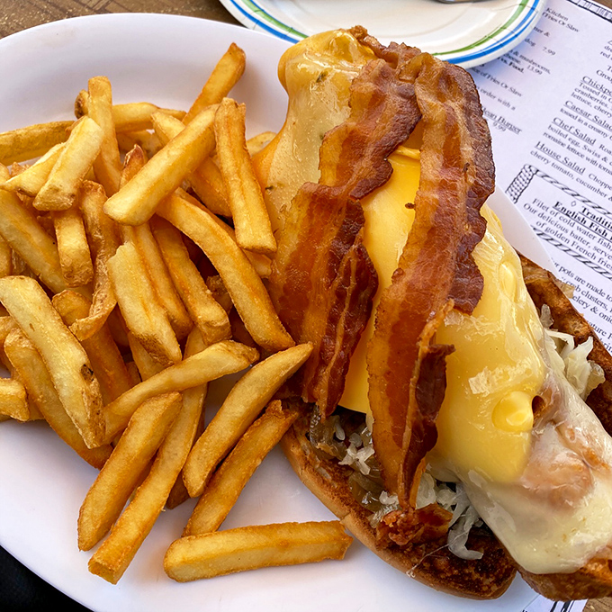 The Fully Loaded Salty Dog: when a hot dog puts on its Sunday best and decides to outshine everything else on the menu.