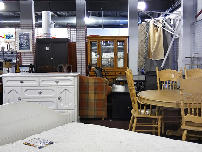 Furniture that's lived a life already sits staged and ready for its next act&mdash;solid wood pieces silently judging their particle board counterparts.