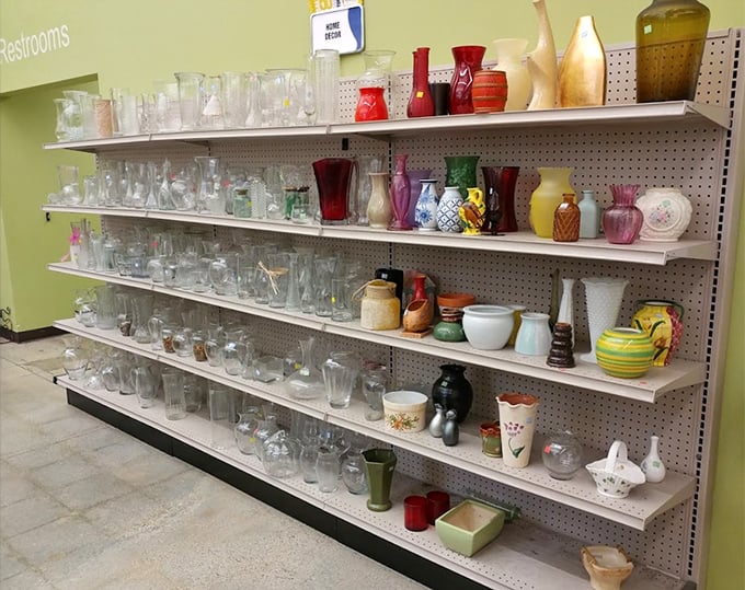 A rainbow of vintage glassware stands at attention. Your grandmother would recognize half these pieces &ndash; and kick herself for not keeping hers.