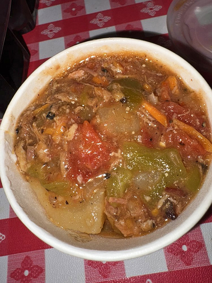 Green chile stew that brings the Southwest heat &ndash; chunks of meat swimming in a broth that's worth the trip alone.