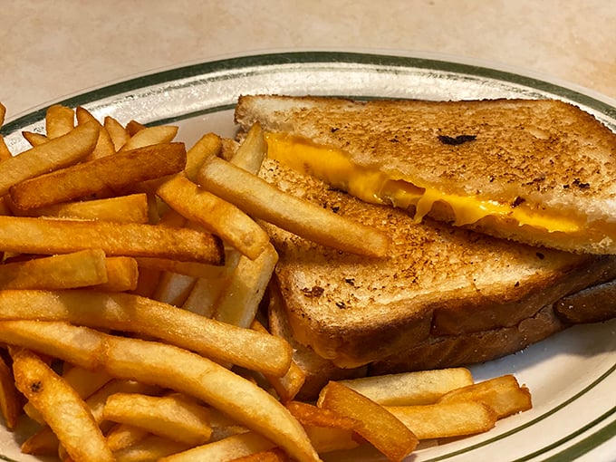 The humble grilled cheese, elevated to art form. That golden-brown exterior hides a molten center that stretches like a cheese commercial.