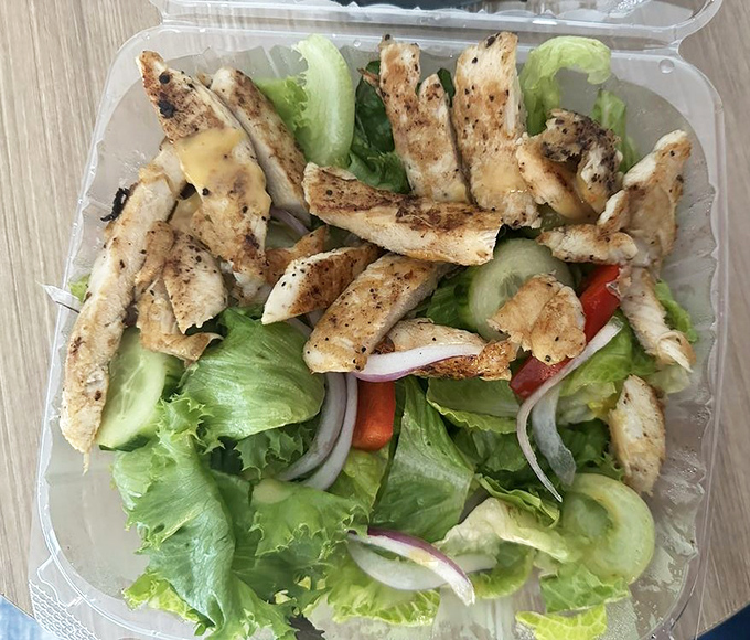 Clean eating, coastal style. This grilled chicken salad proves Captain Scott's isn't just about fried indulgences.