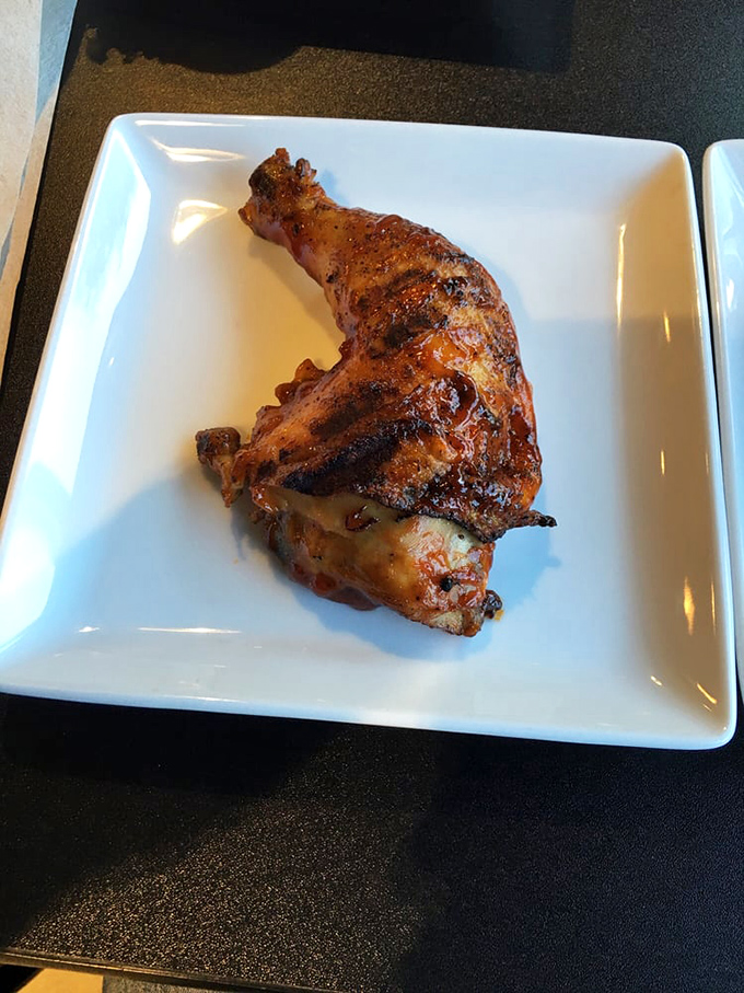 A chicken quarter with skin so beautifully burnished, it belongs in a museum. But museums don't taste this good or make you lick your fingers after.