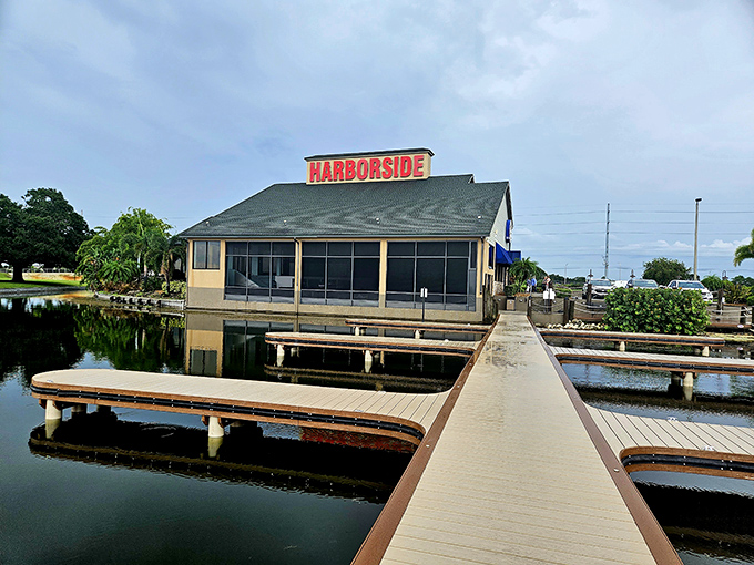 Harborside Restaurant offers waterfront dining without coastal pricing. The food tastes even better when served with a side of lake views and affordability.
