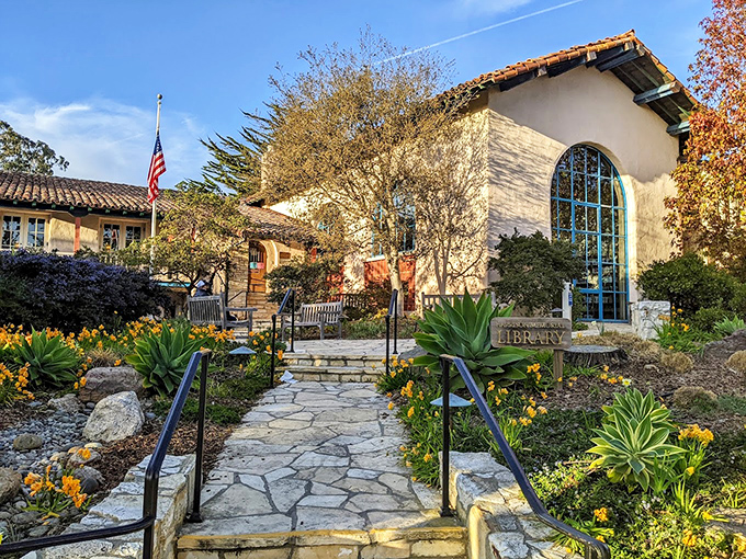 The Harrison Memorial Library isn't just about books&mdash;it's a sanctuary of stone pathways and garden blooms that makes returning overdue books a pleasure.