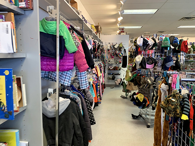 Colorful jackets and hats creating a rainbow of outerwear options for North Dakota's enthusiastic commitment to having four seasons.