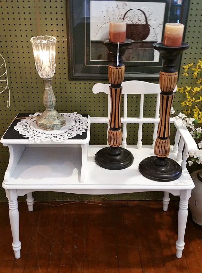 Home d&eacute;cor that tells stories&mdash;these candlesticks and delicate table weren't mass-produced in some factory last Tuesday.