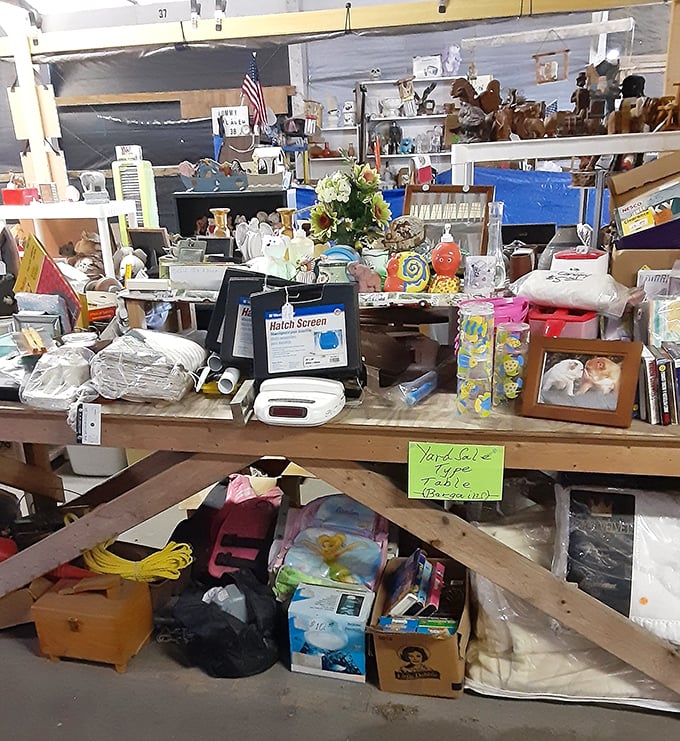 Every table tells a story&mdash;this one suggests someone finally cleaned out Grandma's junk drawer and priced it to move quickly.