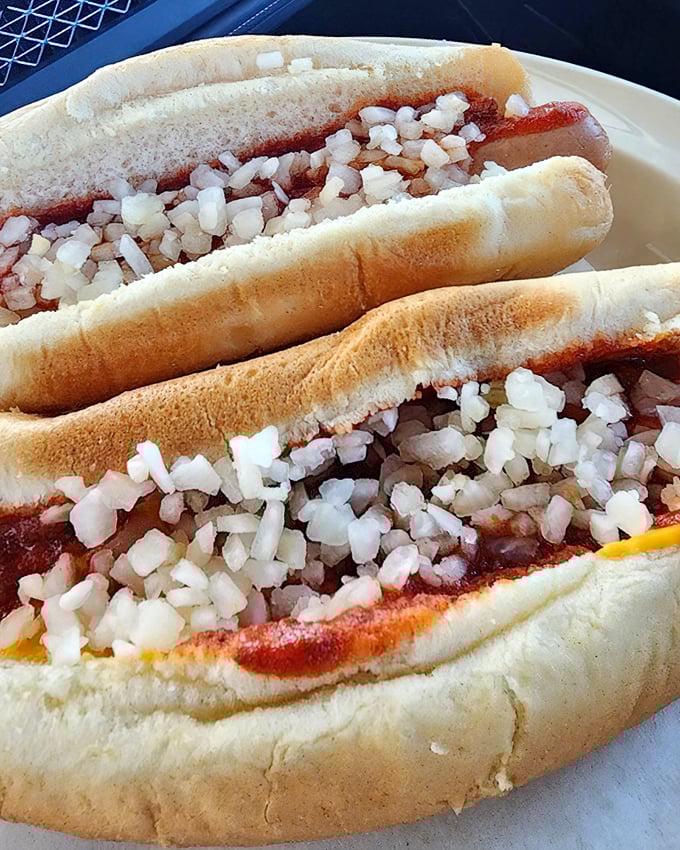 These hot dogs with their blanket of diced onions aren't trying to reinvent the wheel&mdash;they're just reminding you why the wheel was such a good invention.