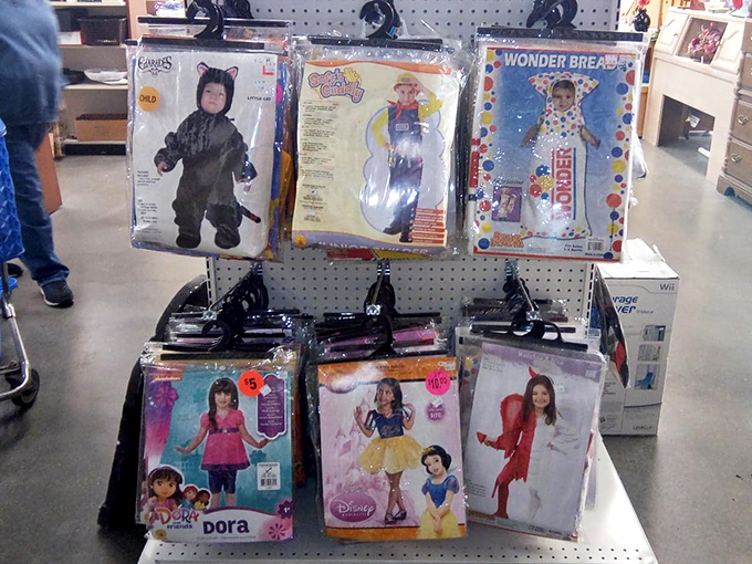 Halloween comes early in the costume section, where princess dreams and superhero adventures are just a few dollars away.