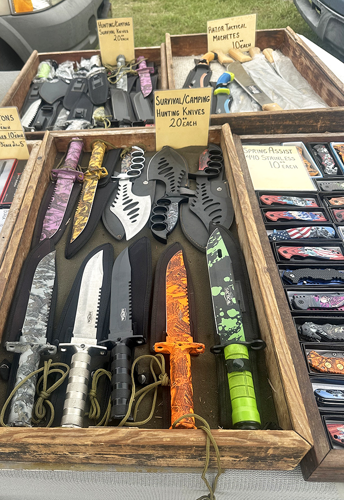 Survival knives that look ready for anything from camping trips to opening those impossible plastic packages from retail stores.