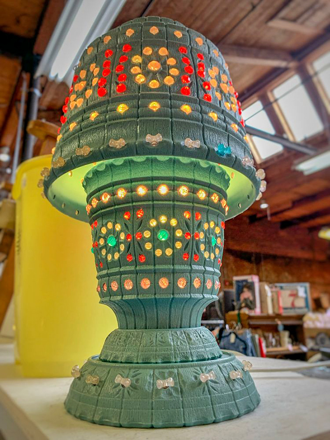 This isn't just a lamp&mdash;it's functional folk art with personality. The 1970s called and said you have excellent taste.