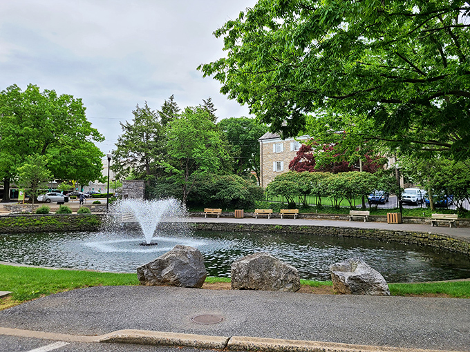 Lititz Springs Park's fountain creates that perfect soundtrack of splashing water that somehow makes every conversation more meaningful. 