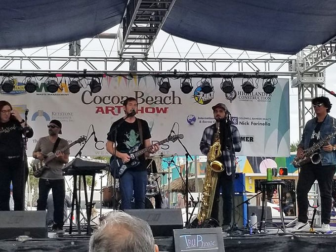 Local musicians bring beachside rhythms to the Cocoa Beach Art Show. Nothing pairs with ocean breezes quite like live saxophone and the sound of waves.