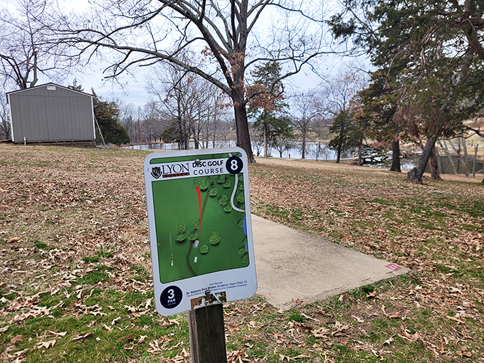 Lyon College's disc golf course proves you're never too old for new hobbies. The sign may say "par 3," but the joy of playing is immeasurable.
