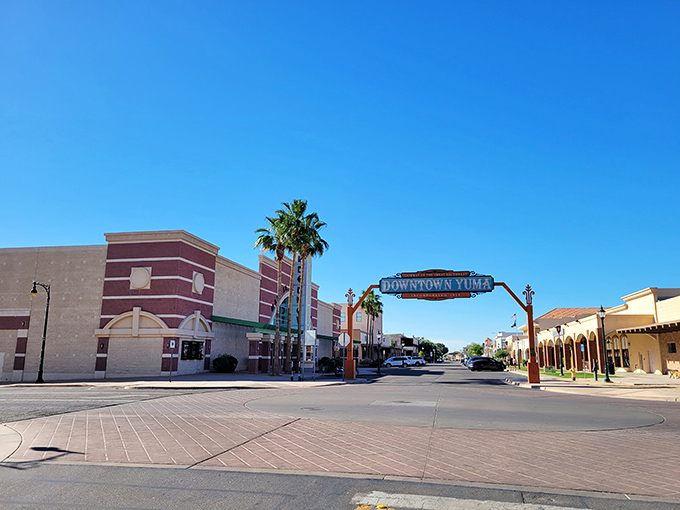 The Downtown Yuma archway welcomes you to a street where your dollar stretches further than your retirement dreams ever imagined.