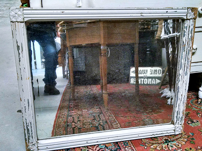 This weathered mirror has reflected a century of faces and fashions&mdash;imagine the stories it could tell if mirrors could talk.