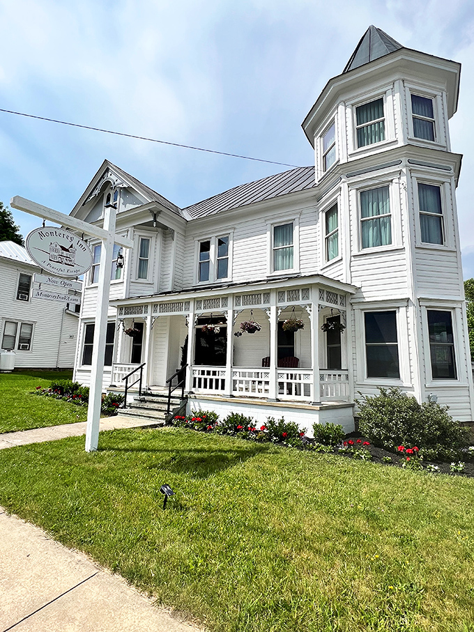 Monterey Inn's Victorian charm whispers tales of travelers past, its white porch practically begging for rocking chairs.