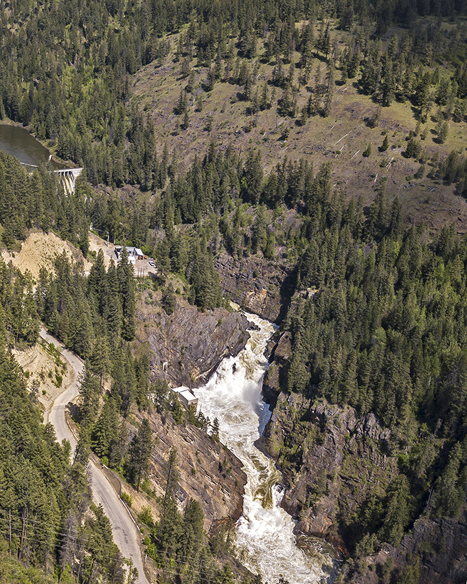 Moyie Falls transforms from gentle cascade to thundering torrent&mdash;Mother Nature flexing her impressive muscles.