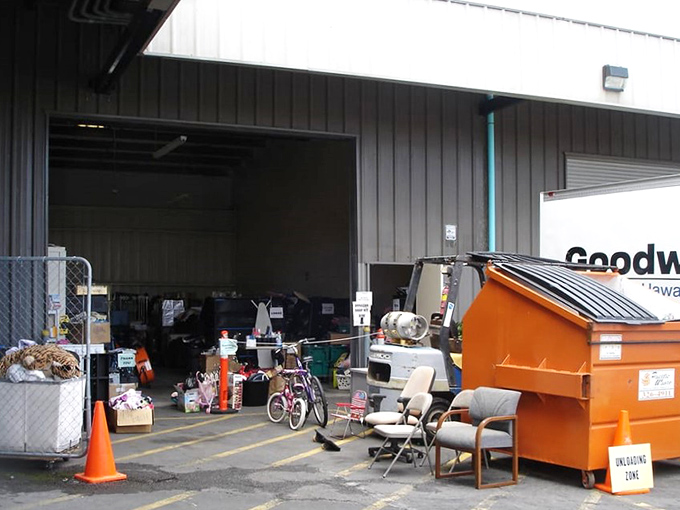 One person's "I'm moving back to the mainland" is another's "I just furnished my first apartment." The donation area&mdash;where the circle of thrift begins.