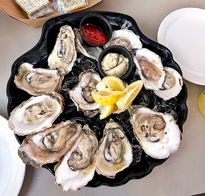 Oysters so fresh they practically wink at you from their bed of ice – ocean jewels waiting for just a squeeze of lemon.