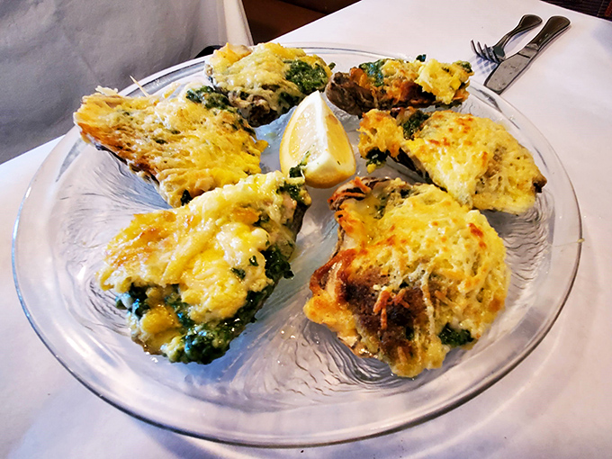 Oysters Rockefeller so decadently topped, they make actual millionaires jealous. Each bite is like hitting the seafood lottery.